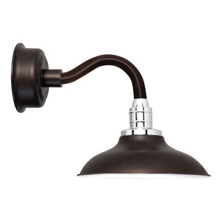 Peony LED Sconce Light, Black With Chic Arm, 12" - Farmhouse - Outdoor ...