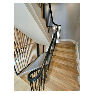 115_Stunning Continuous Rail System on 3 Story Floating Stairs ...