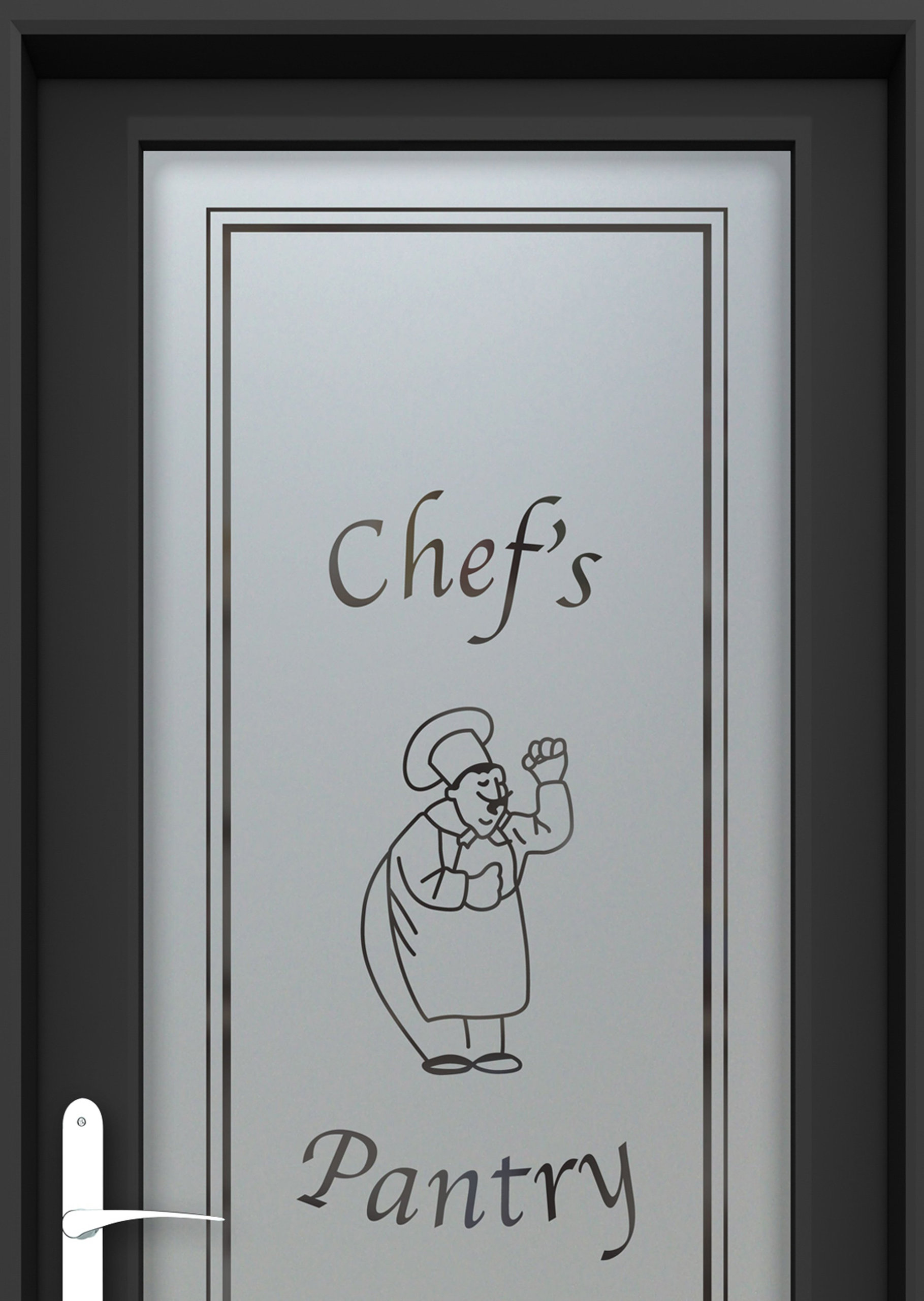 Pantry Doors - Happy Chef Frosted Glass Design - 24" x 80" - CUSTOMIZE ...