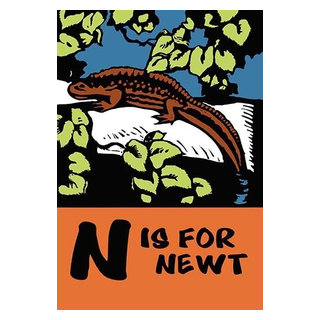 N is for Newt, 12" x 18" - Traditional - Prints And Posters - by ...