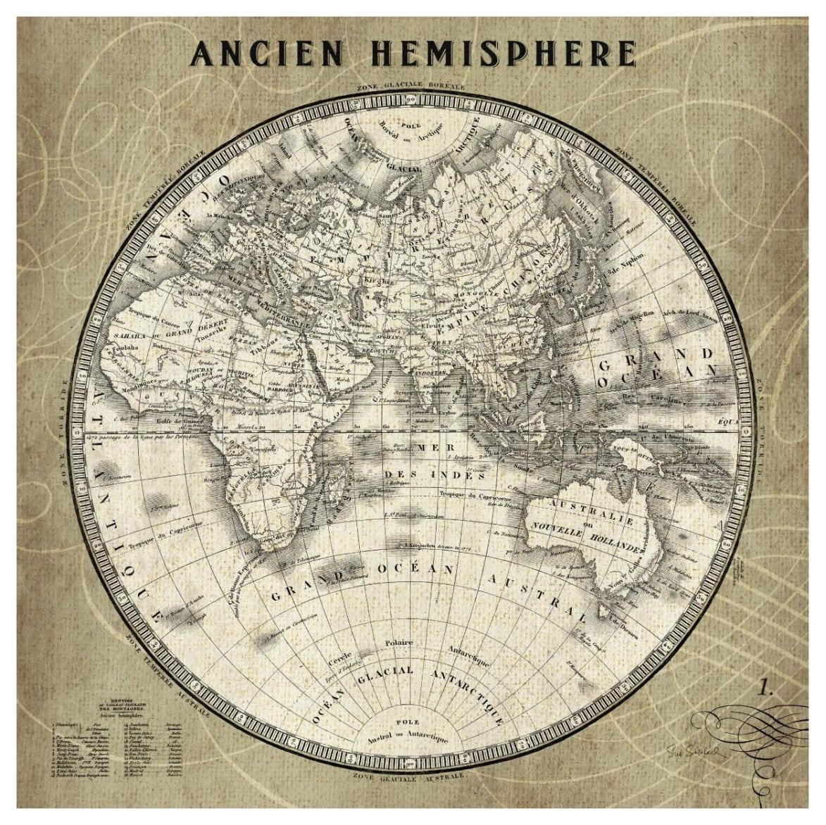 "French World Map II" Digital Paper Print by Sue Schlabach, 20"x20", 30 ...