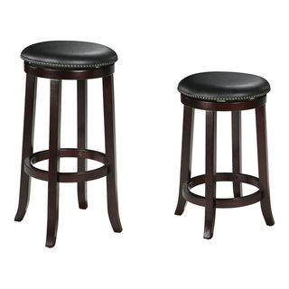 Chelsea Bar Stool With Swivel, Set of 2, PU & Espresso - Transitional ...