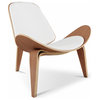 Shell Chair, White Real Leather - Modern - Armchairs And Accent Chairs ...