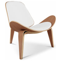 Shell Chair, White Real Leather - Modern - Armchairs And Accent Chairs ...