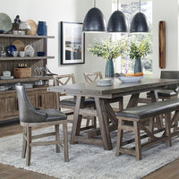 Lodge Dining Counter Table With 4 Stools 1 Bench Buffet With Hutch ...