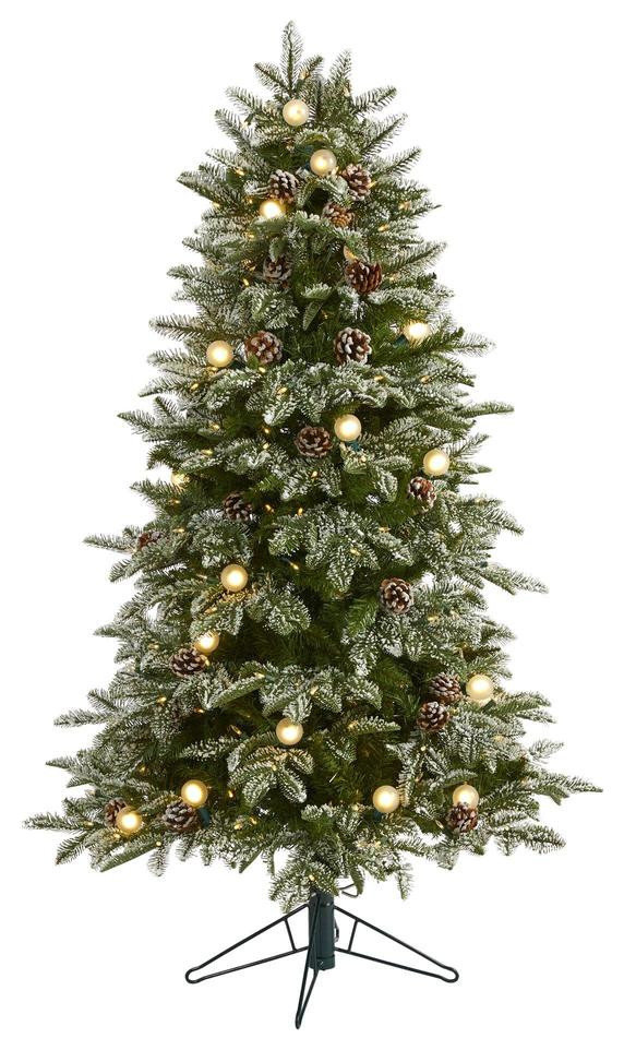 6' Cambridge Spruce Flat Back Christmas Tree / 350 Warm White LED ...