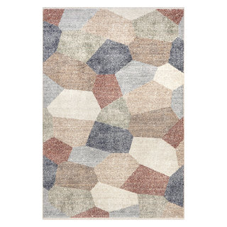 Nuloom Aroha Abstract Stones Fringe Rug, Beige, 4' x 6' 5 ...