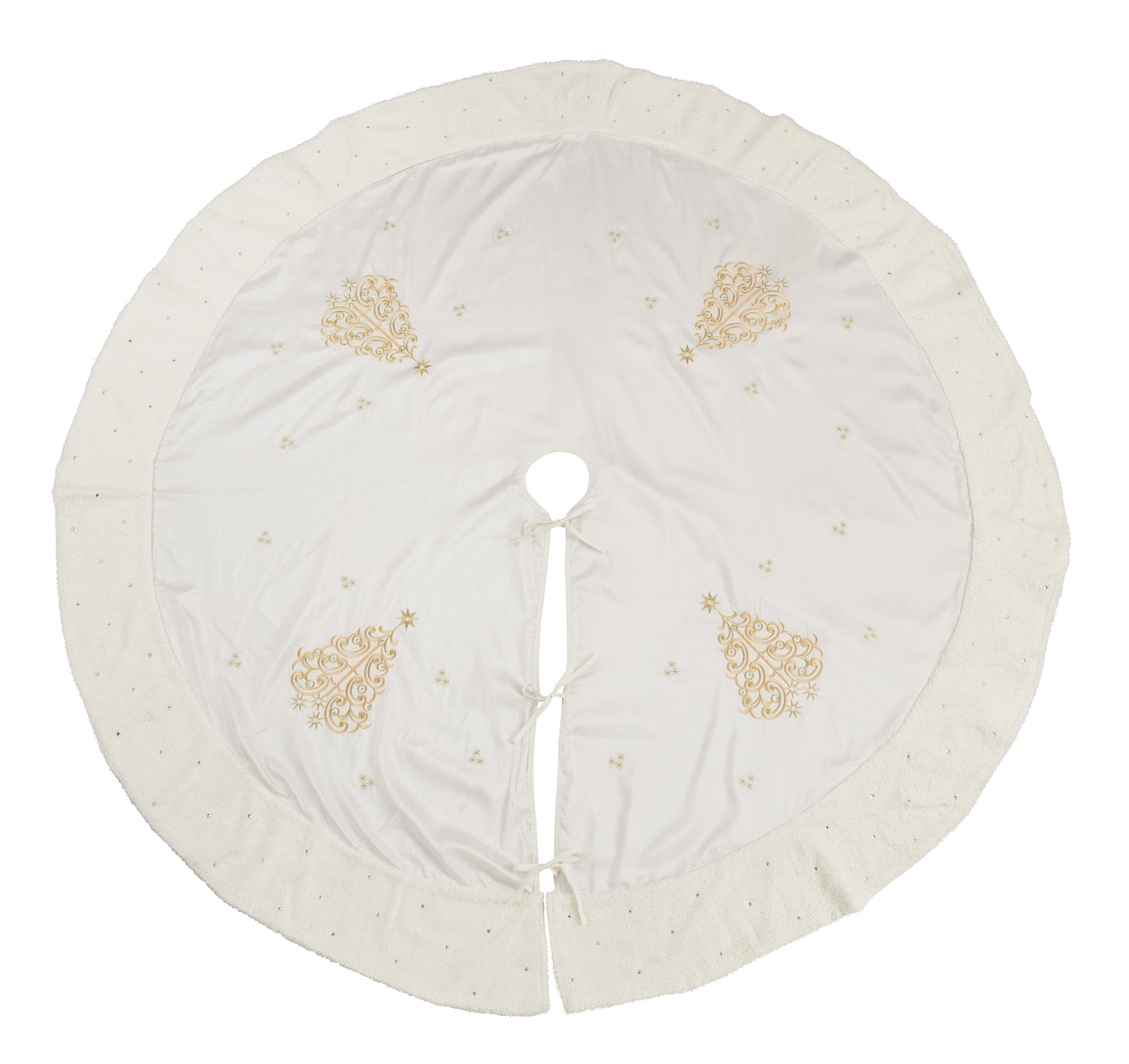 Holly Jolly Embroidered Tree Skirt, 72" - Modern - Christmas Tree Skirts - by Saro Lifestyle | Houzz