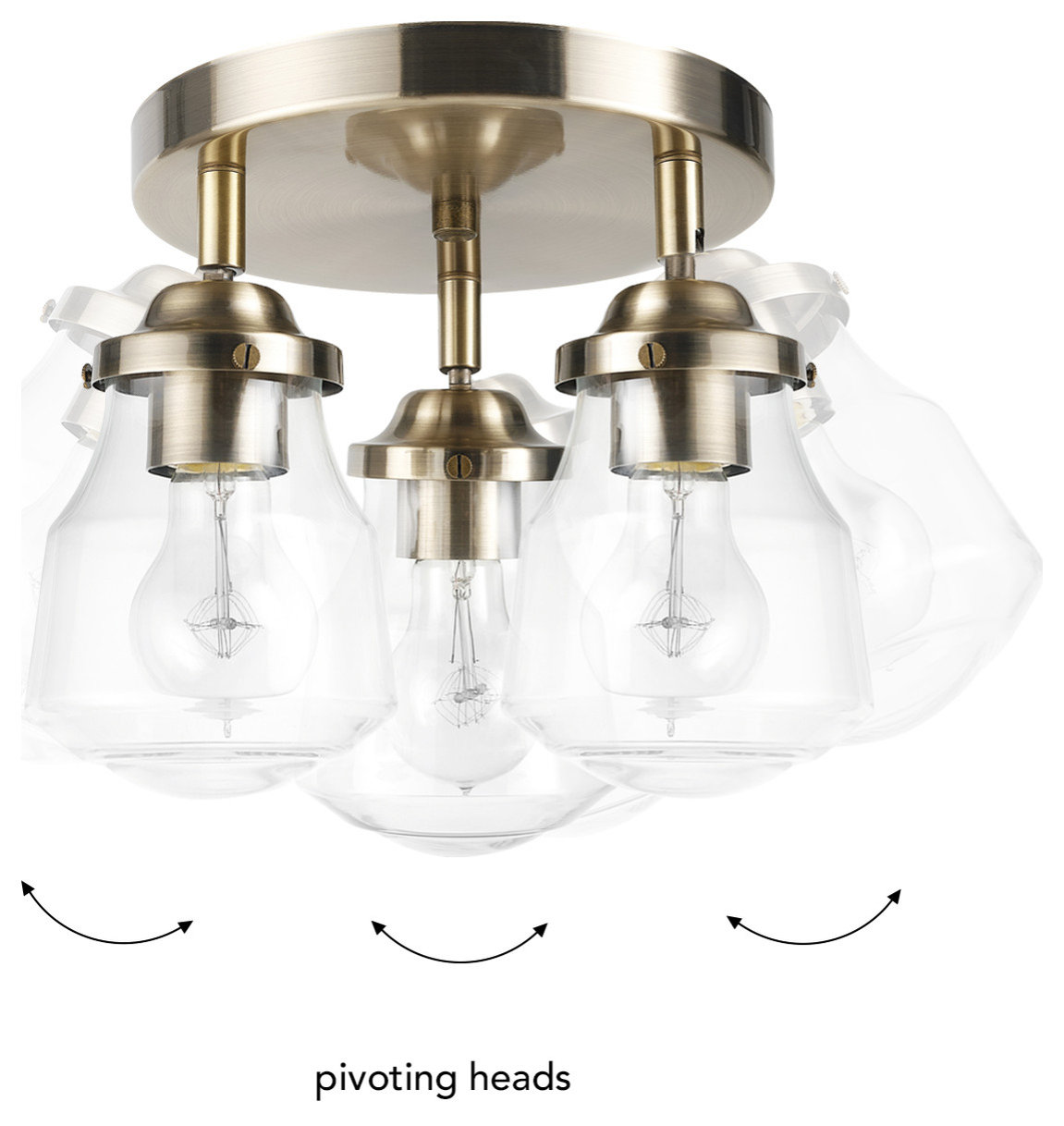 3-Light Antique Brass Track Lighting Canopy Light with Clear Glass ...