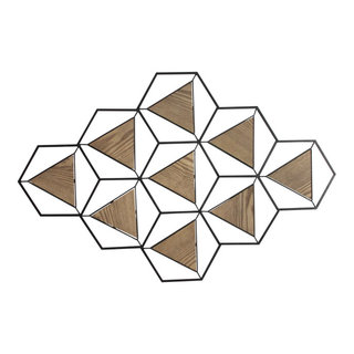 HomeRoots Triangle Abstract Metal and Wood Centerpiece - Contemporary ...