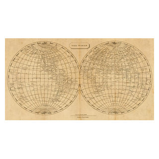 Map of the World, 1812, Peel & Stick Removable Wall Decal, 21"x42 ...