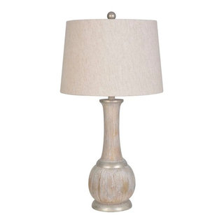 29" Polyresin Table Lamp with Linen Shade, Cream (Set of 2) - Farmhouse ...