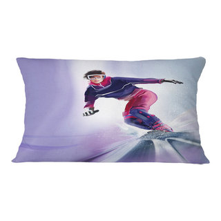 Pretty Female Snowboarder Abstract Portrait Throw Pillow, 12"x20 ...