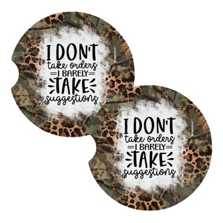 I Don't Take Orders Brown Cheetah Snarky Coasters for Car Cup Holders ...