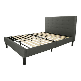 GDF Studio Gloria Fully-Upholstered Low-Profile Queen-Size Platform Bed ...