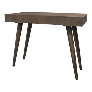 Benedict Gray Acacia Solid Wood 2 Drawer Desk - Midcentury - Desks And ...