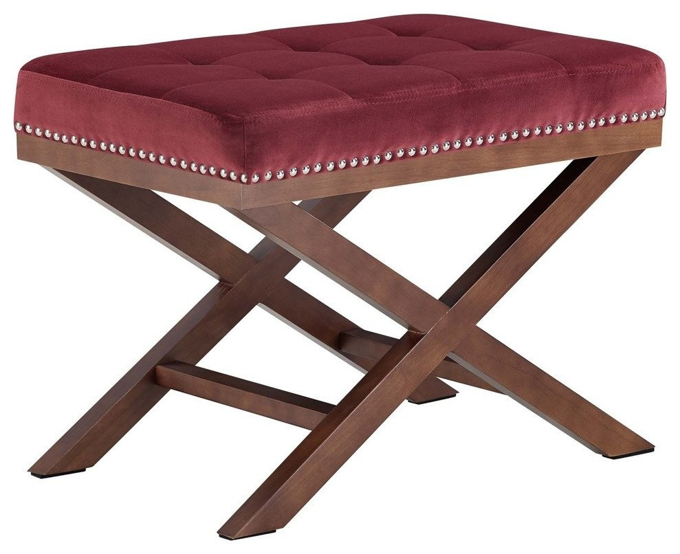 Modern Maroon Facet Velvet Bench, 23.5"Lx15.5"Wx18"H - Contemporary ...