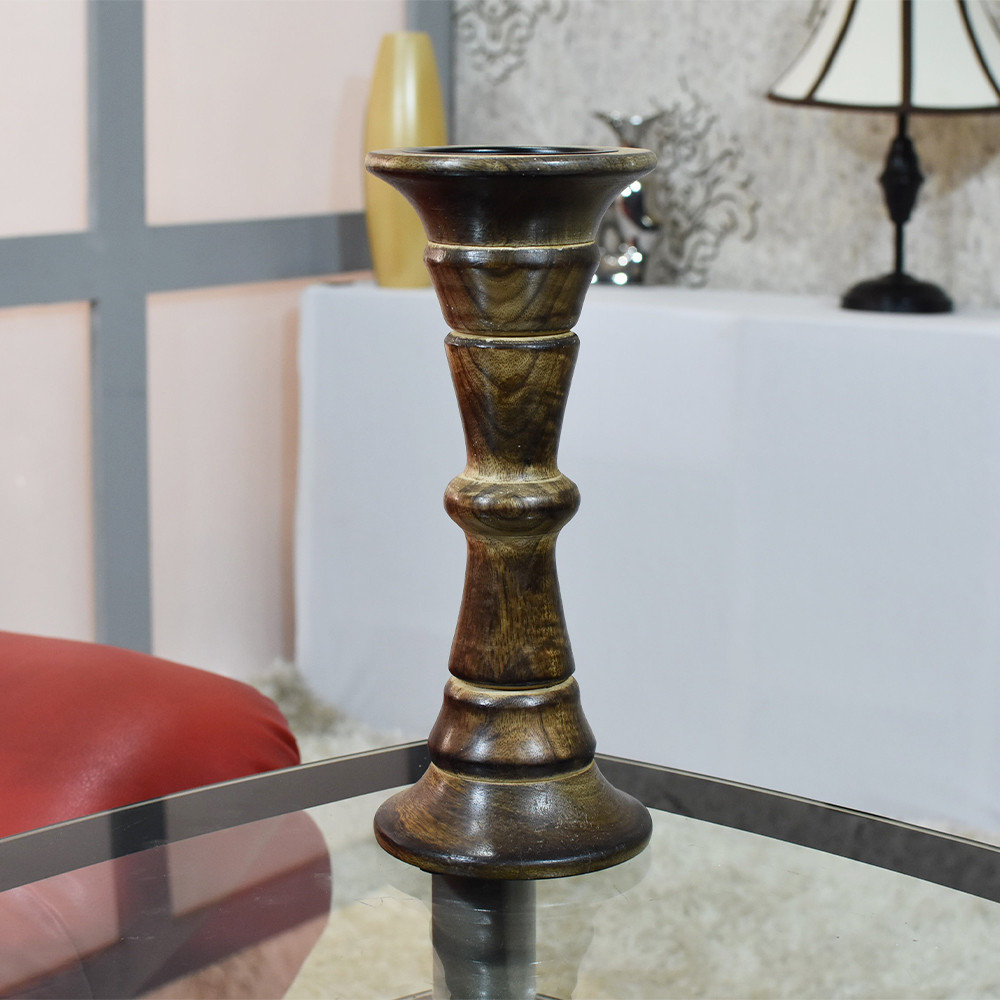 Handmade Wood Eco-friendly Traditional Medium Burnt Set Of One Pillar ...
