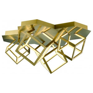 Gold Stainless Steel Geometric LED Light Fixture - Contemporary ...