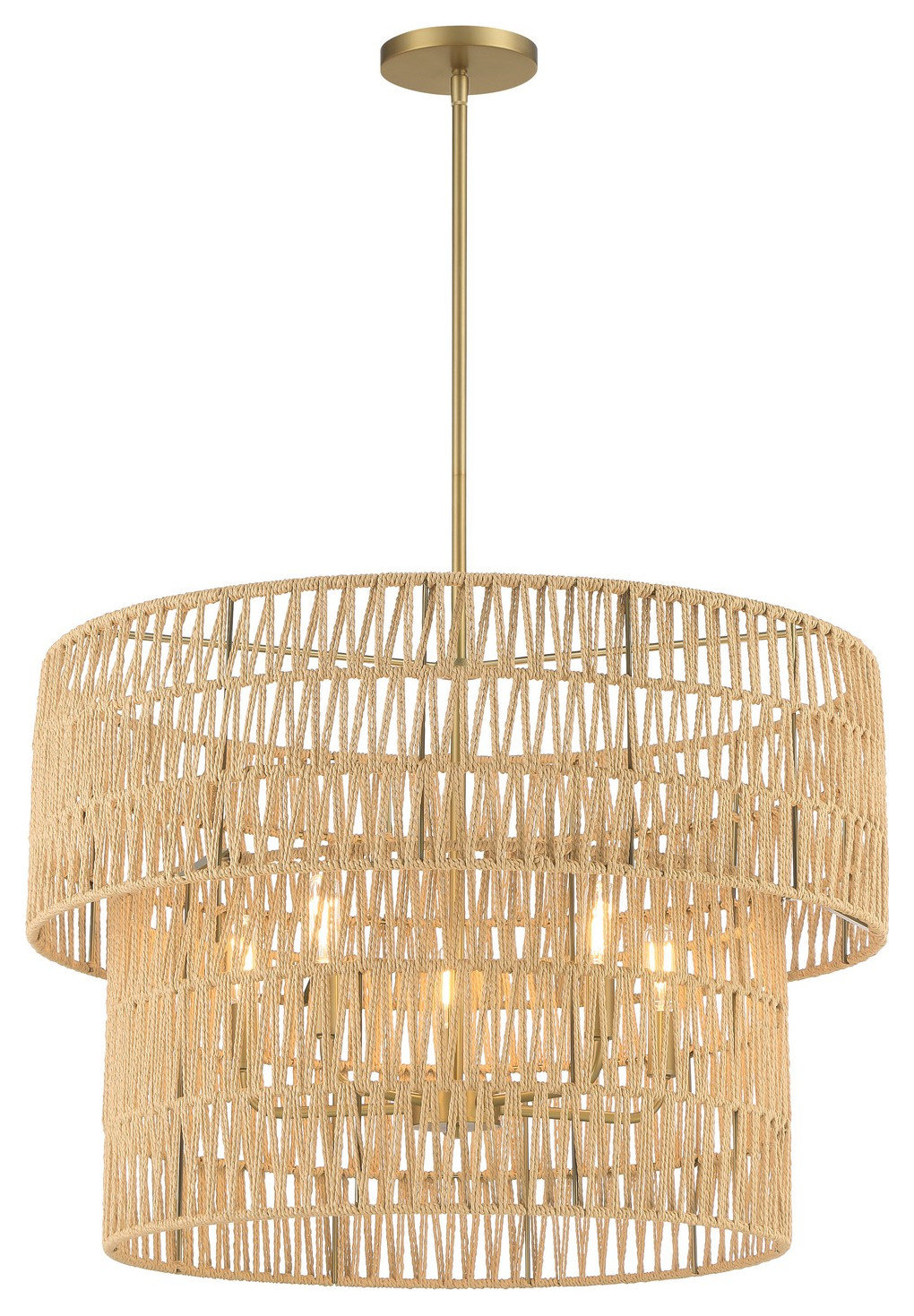Bungalow Heaven 5-Light Pendant, Soft Brass - Beach Style - Pendant ...