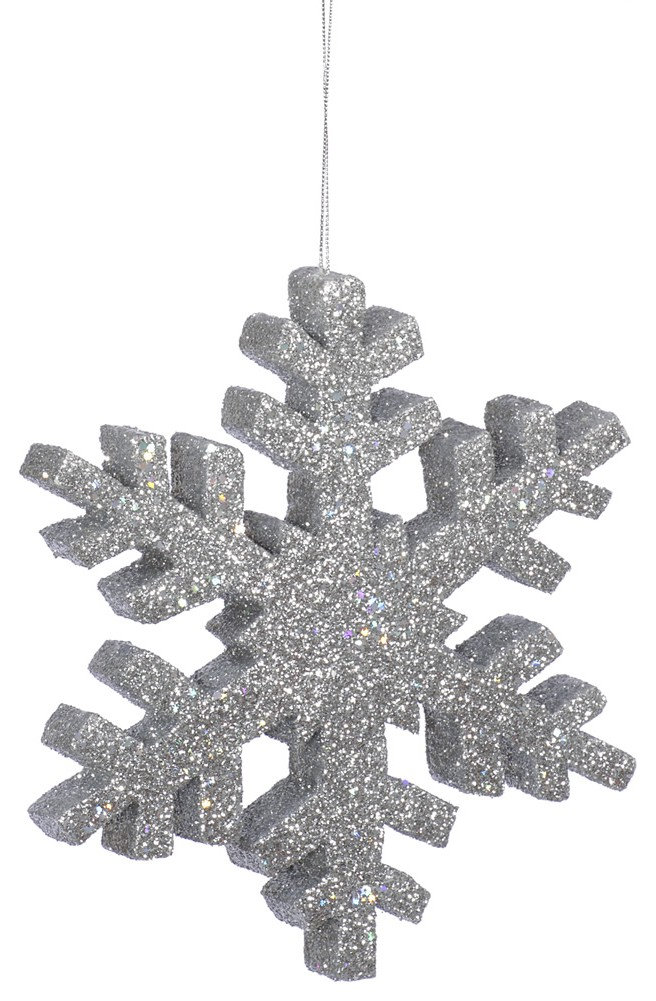 18" Silver Outdoor Glitter Snowflake - Contemporary - Christmas ...