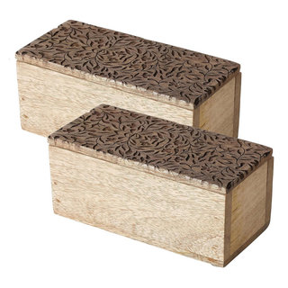 Decorative Mango Wood Boxes, Set of 2 - Transitional - Decorative Boxes ...
