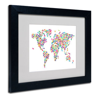'Cats World Map' Matted Framed Canvas Art by Michael Tompsett, 11" x 14 ...