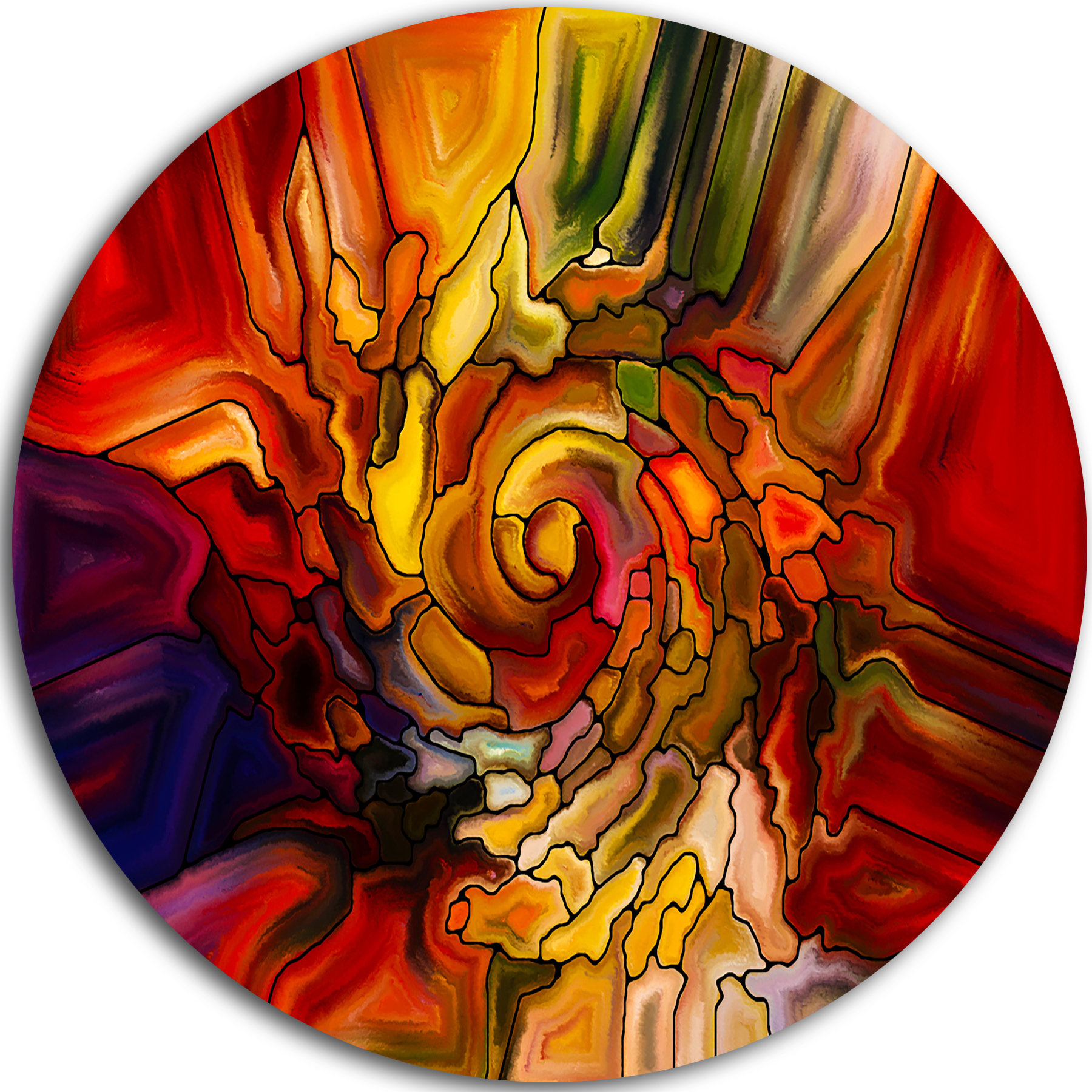 Designart - Illusions of Stained Glass' Abstract Metal Artwork, Disc of ...