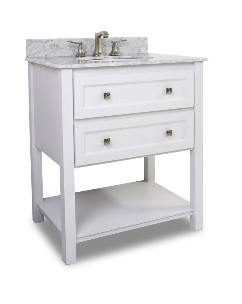 Adler White Vanity With Preassembled Top and Bowl - Transitional ...