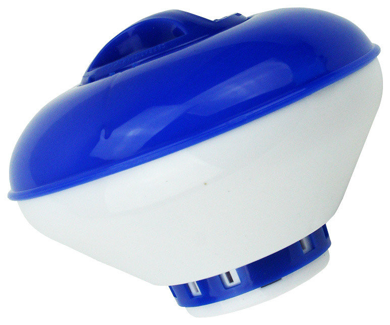 Floating Swimming Pool Chemical Dispenser, White and Blue - 5" Diameter ...