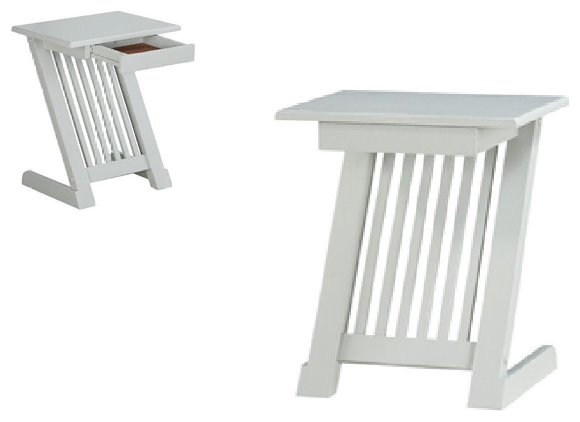 Gray Sofa Snack Side Table With Drawer - Beach Style - Side Tables And ...