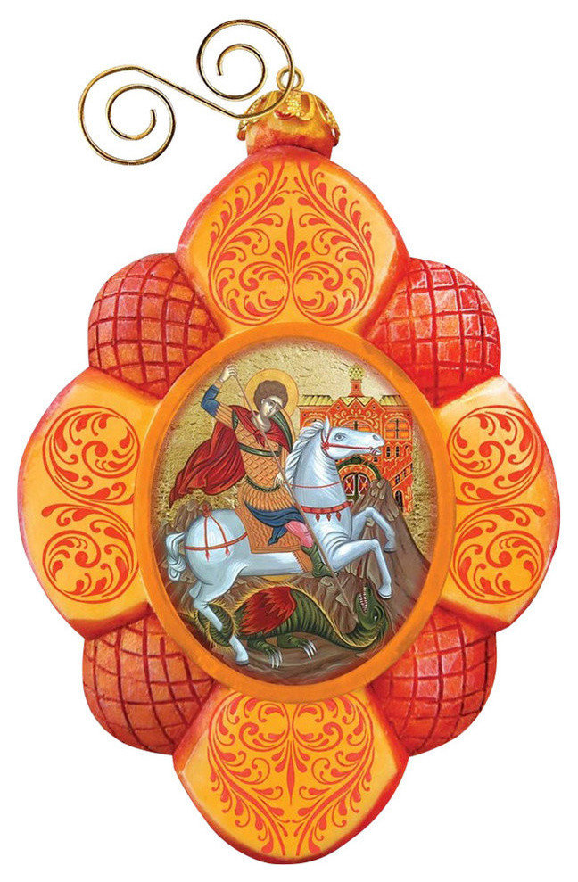 Hand Painted Saint George Scenic Ornament - Traditional - Christmas ...