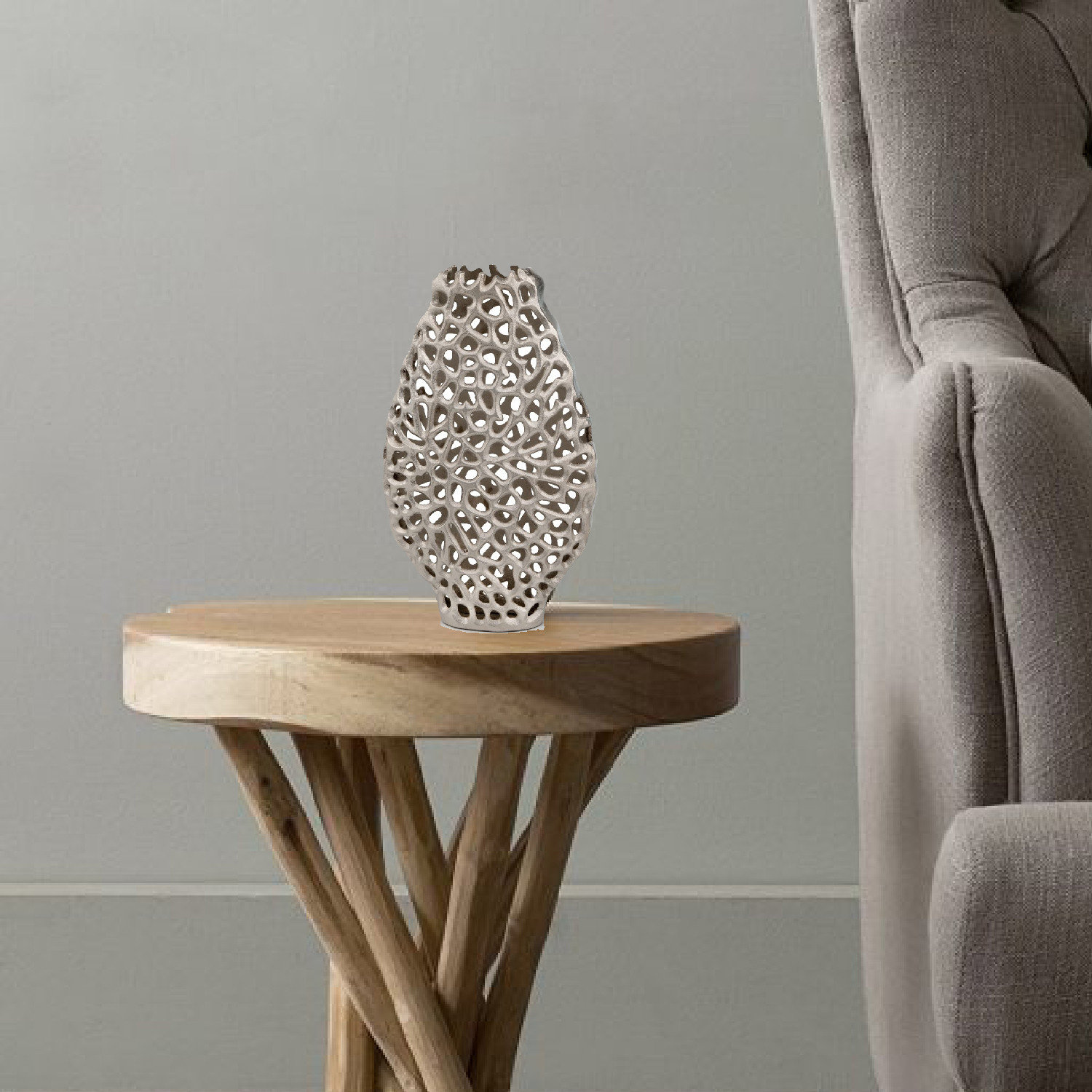 18" Oval Table Vase, Shiny Nickel Finished - Contemporary - Vases - by ...