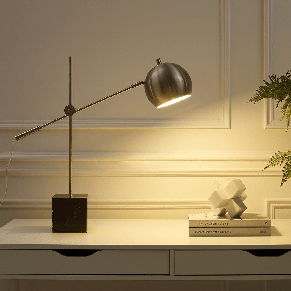 23" Gray Iron Desk Table Lamp With Gray Dome Shade - Modern - Desk ...
