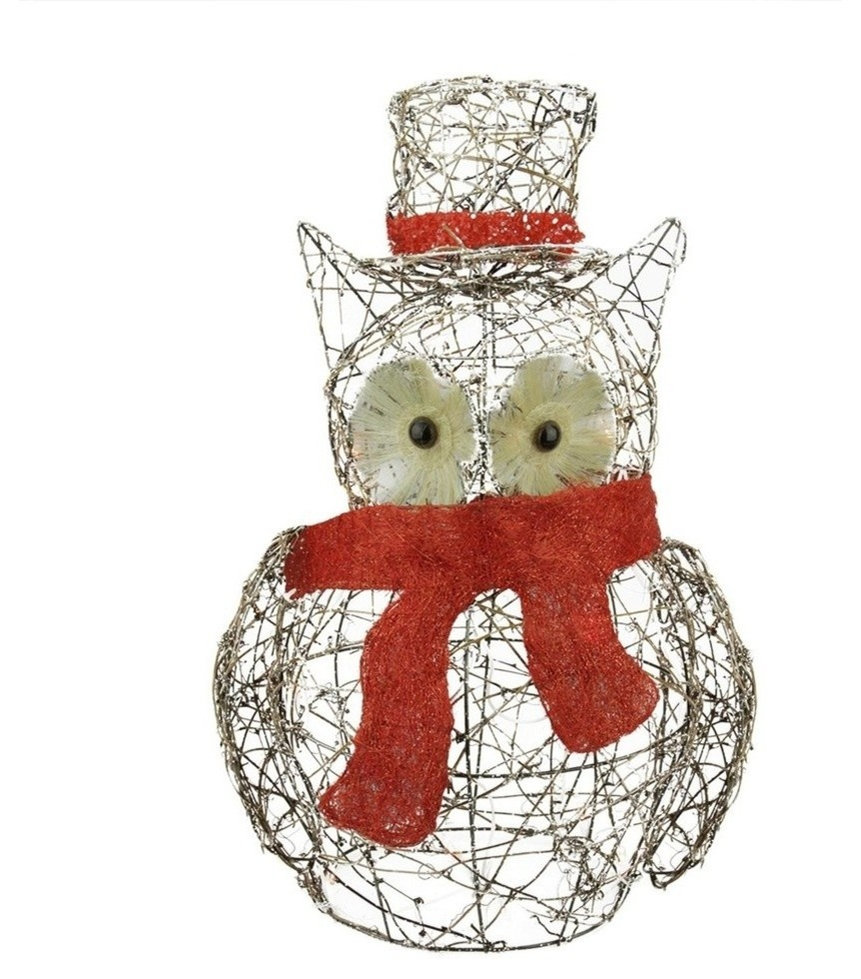 21" Lighted Glitter Rattan Owl Christmas Outdoor Decoration ...