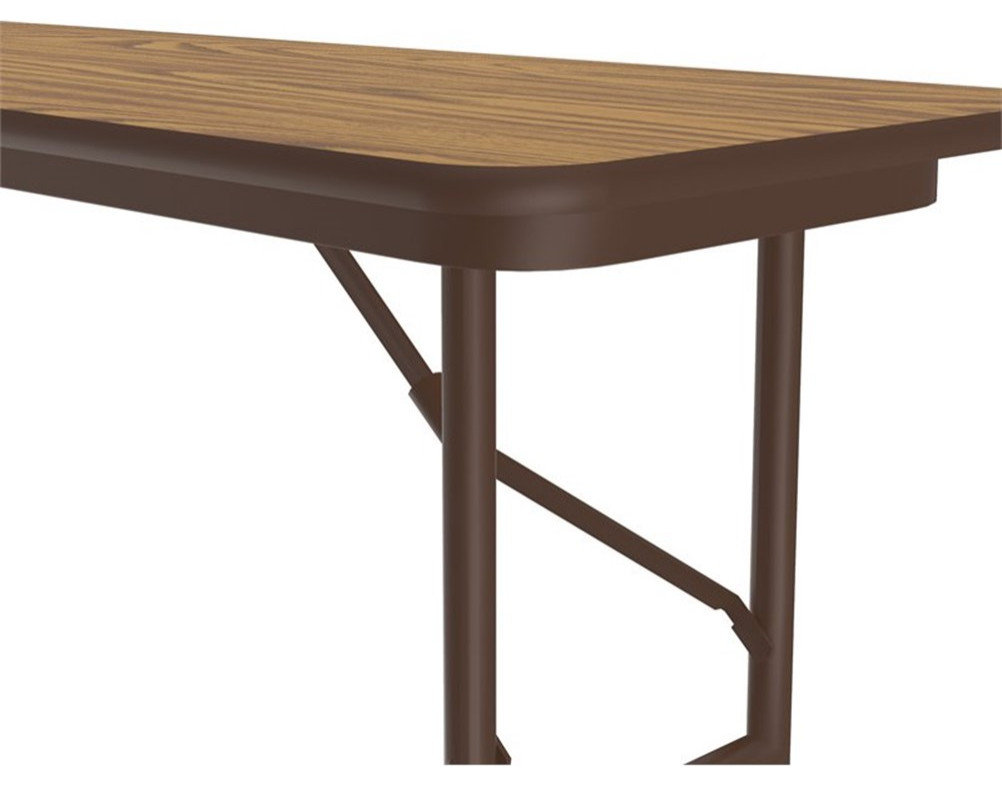 Pemberly Row 18"W x 96"D Melamine Top Folding Table in Medium Oak ...