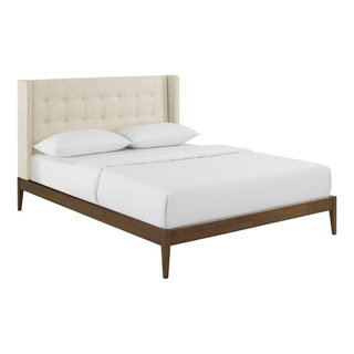 Modway Hadley Queen Wingback Polyester Platform Bed - Midcentury ...
