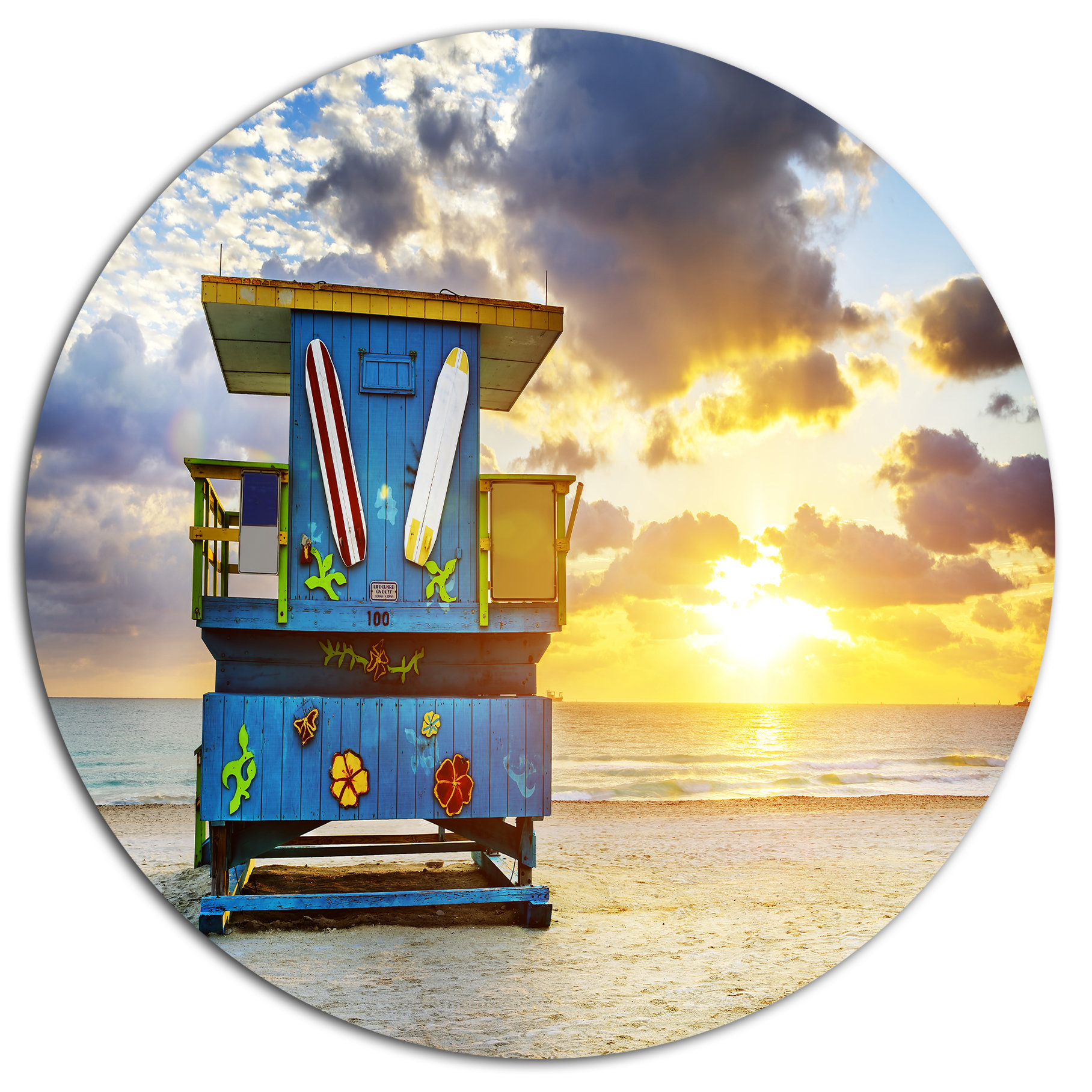Miami South Beach Sunrise, Seashore Disc Metal Wall Art, Disc of 38 ...