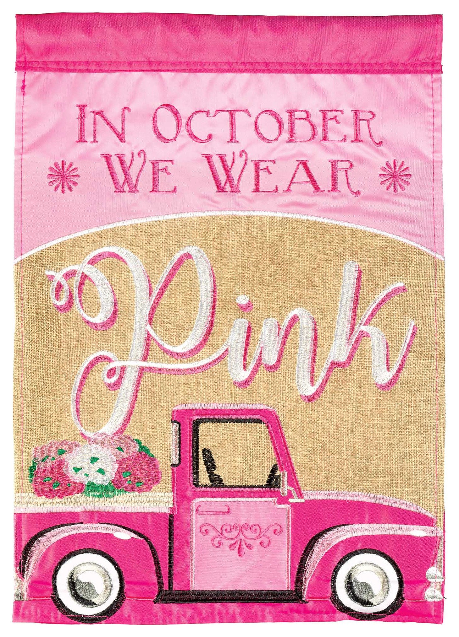 Truck Pink, October Flag, Burlap, Garden - Traditional - Flags And ...