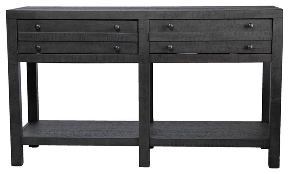 Traditional Rustic Gray Wood Console Table with Storage Drawers ...
