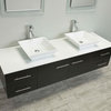 Totti Wave 60 inch Espresso Modern Double Sink Vanity Top And Double ...