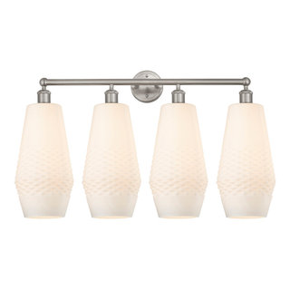 Windham 4-Light 34" Bath Vanity Light, White - Industrial - Bathroom ...
