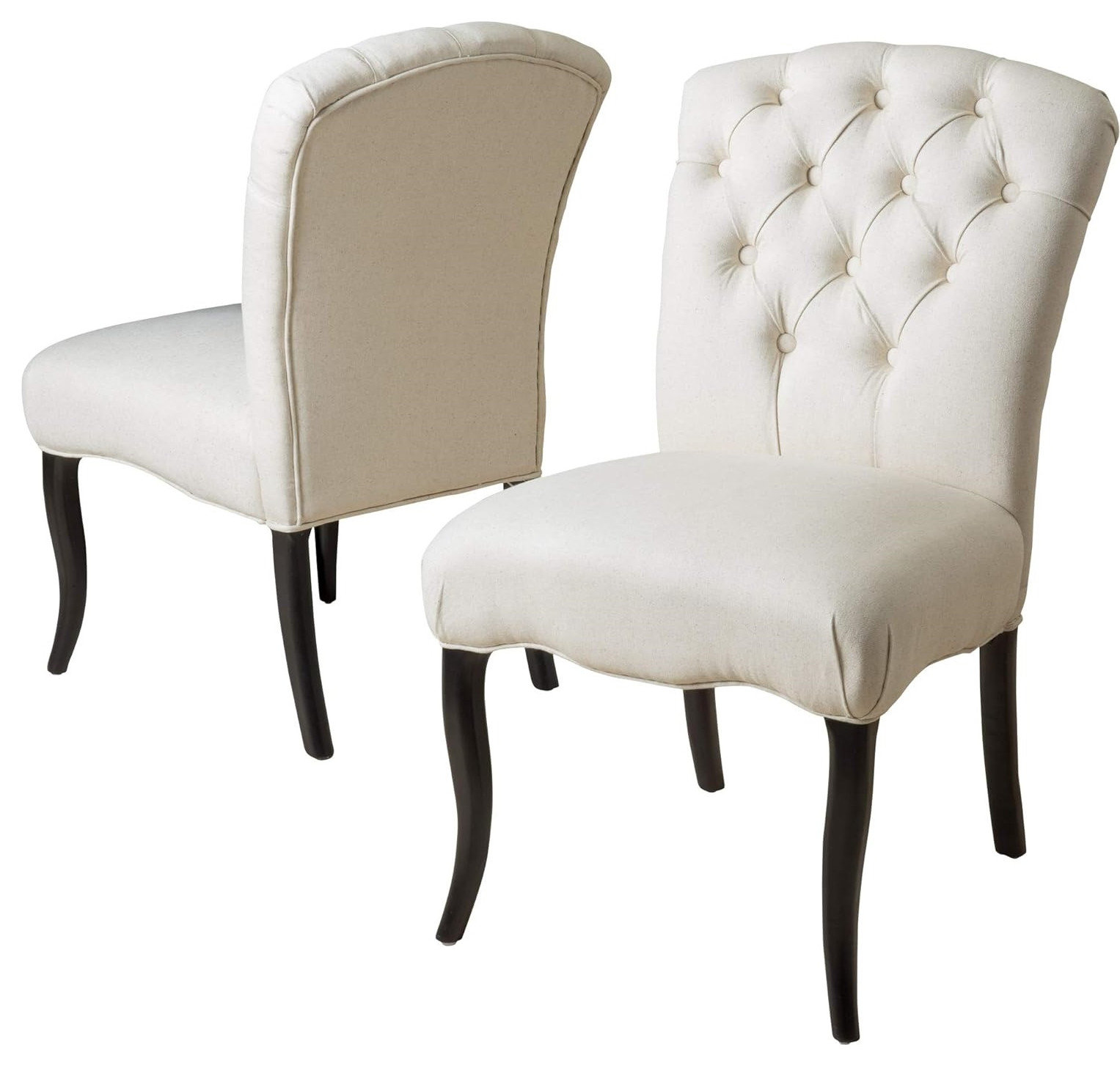 Set of 2 Elegant Armless Dining Chairs with Diamond Button Tufted Back ...