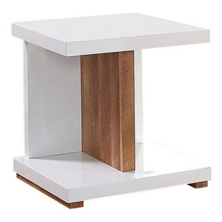 Benzara BM252498 End Table With Open Bottom Parted Shelf, White and ...