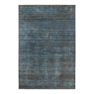 Persephoeba Shaler Dark Gray/Blue Hand-Knotted Wool/Silk Area Rug, 9 ...