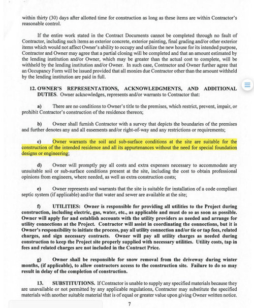 New home construction - Change Order