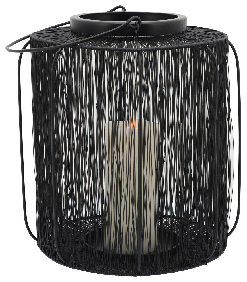 Metal, 13" Wire Lantern, Black - Industrial - Candleholders - by PARMA ...