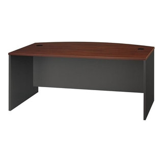 Bowery Hill 72" Transitional Wood Bow Front Desk Shell in Hansen Cherry ...