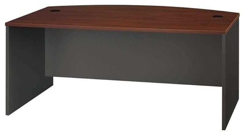 Bowery Hill 72" Transitional Wood Bow Front Desk Shell in Hansen Cherry ...