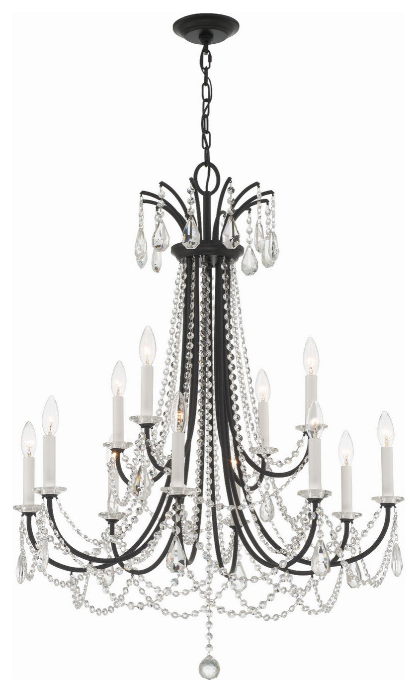 Karrington 12 Light Chandelier, Matte Black - Traditional - Chandeliers ...